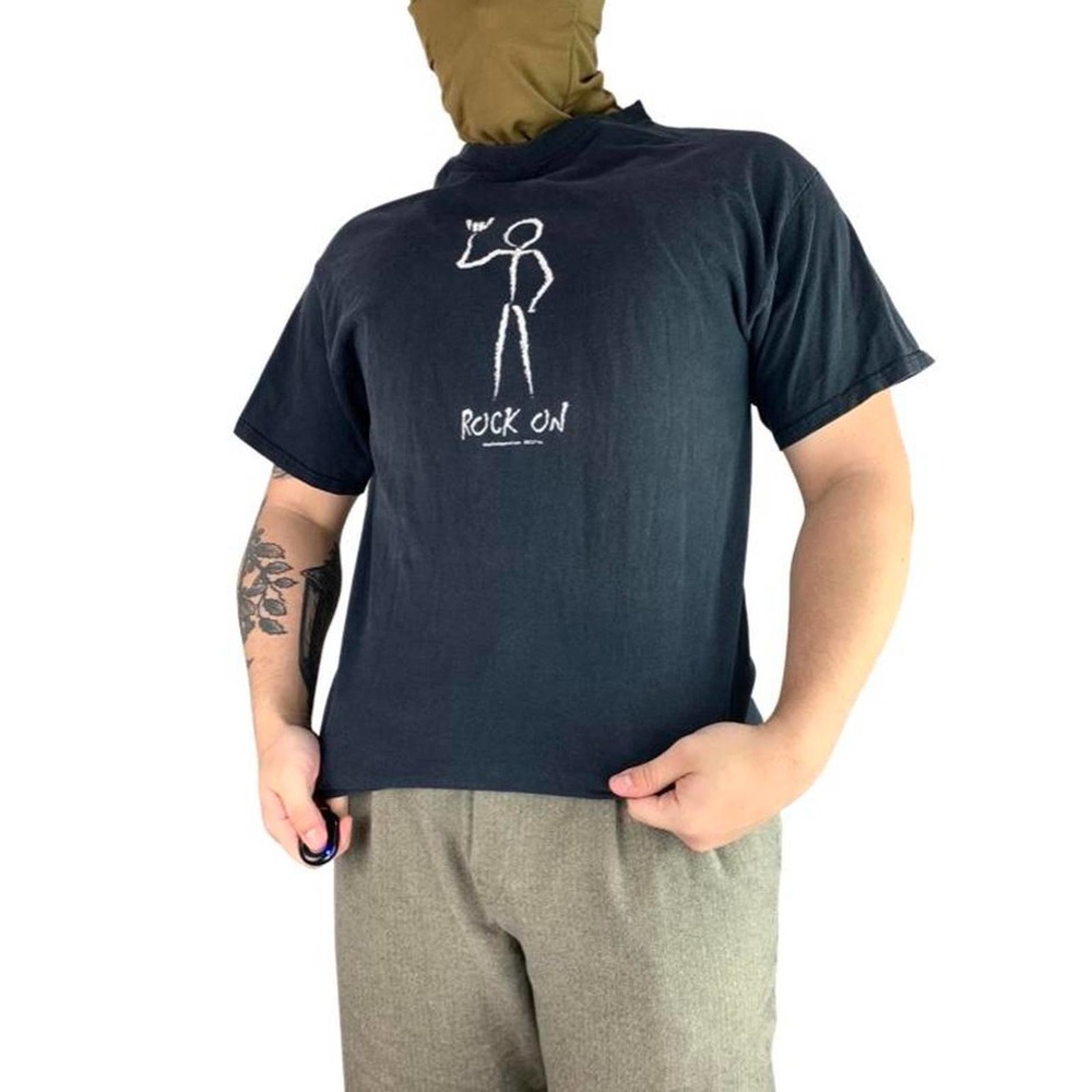 Vintage Y2k Rock On Stick Figure T-Shirt - Gem